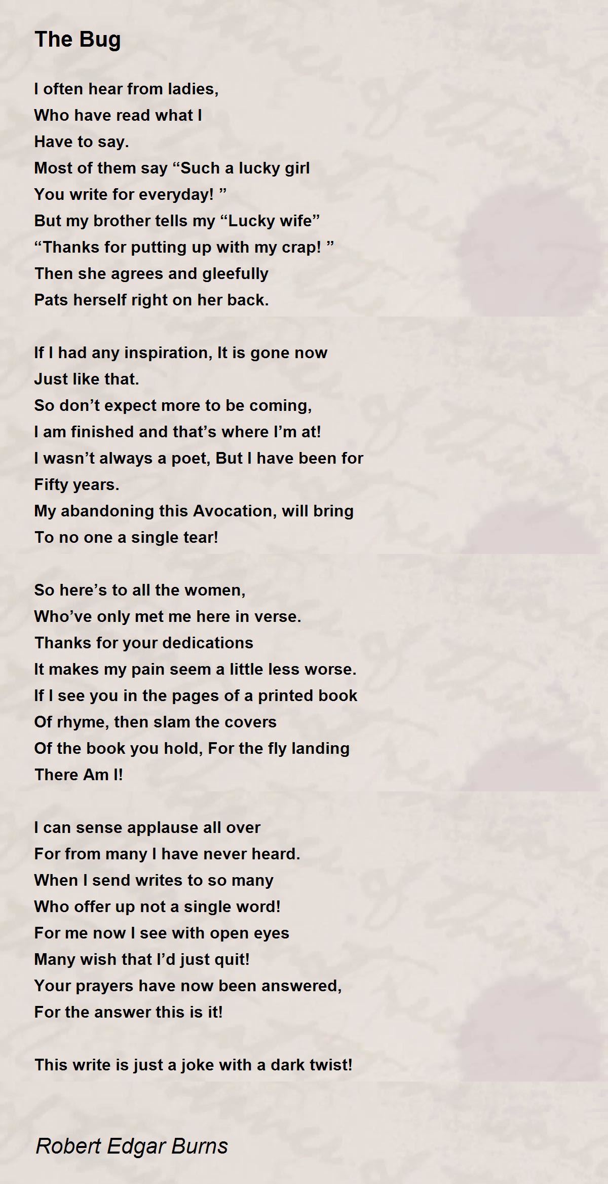 The Bug - The Bug Poem by Robert Edgar Burns