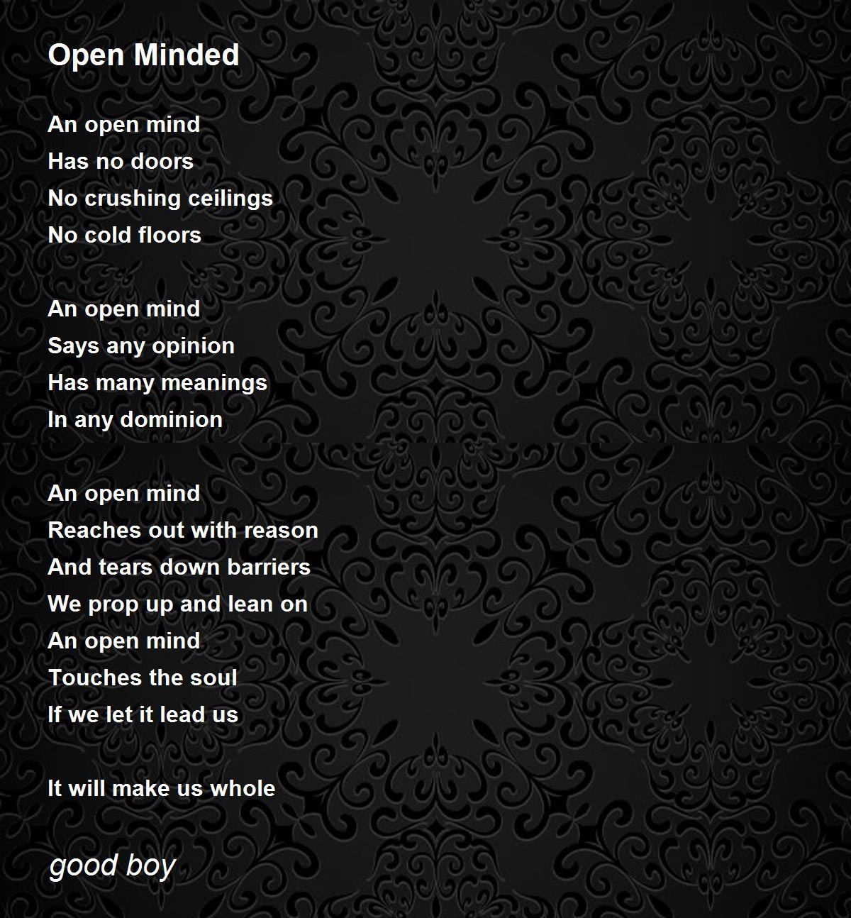 Open Minded - Open Minded Poem by good boy