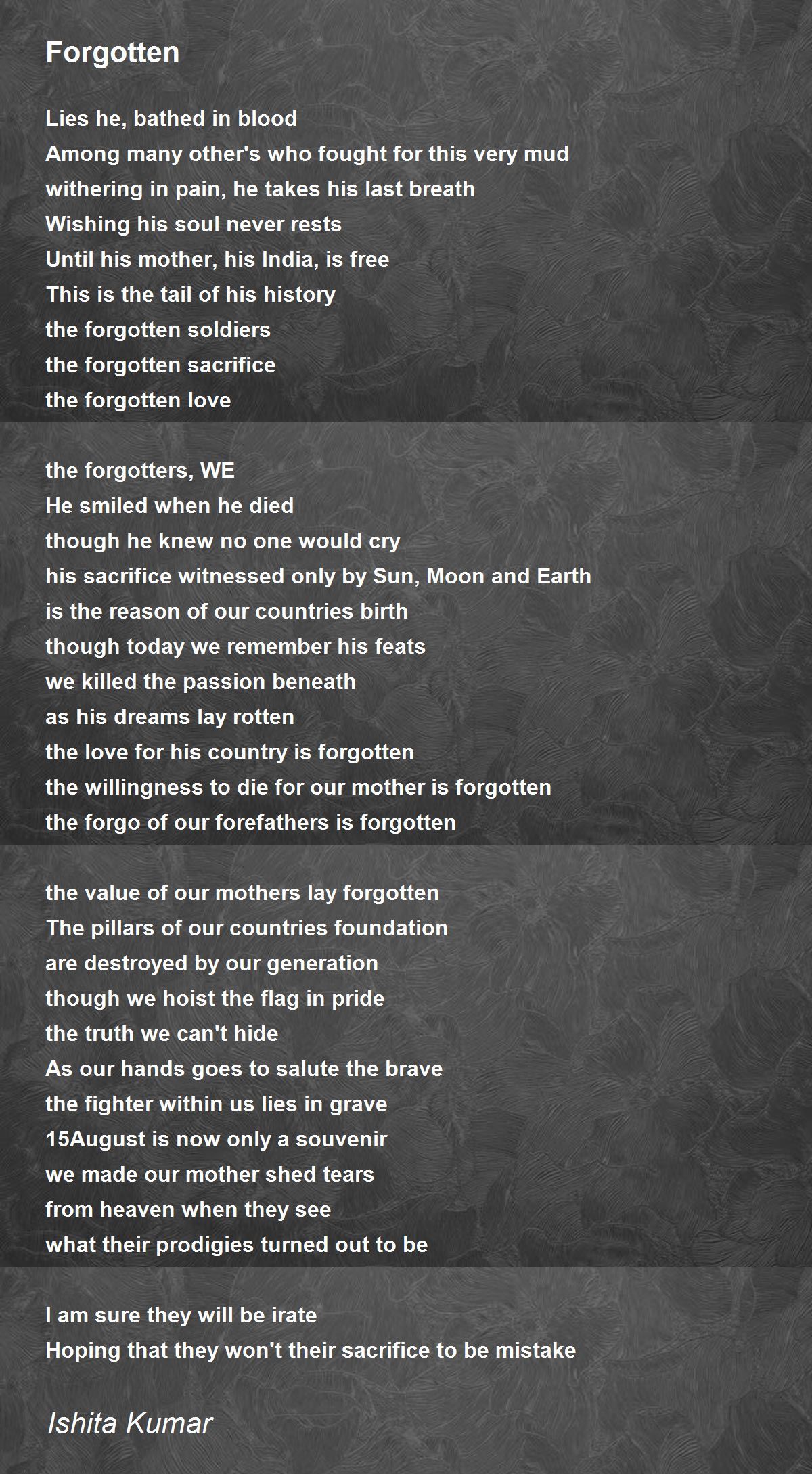 Poems About Being Forgotten