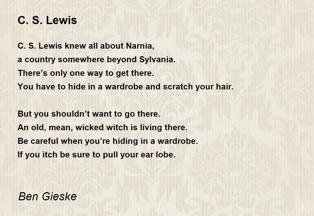 C. S. Lewis Poem by Ben Gieske - Poem Hunter