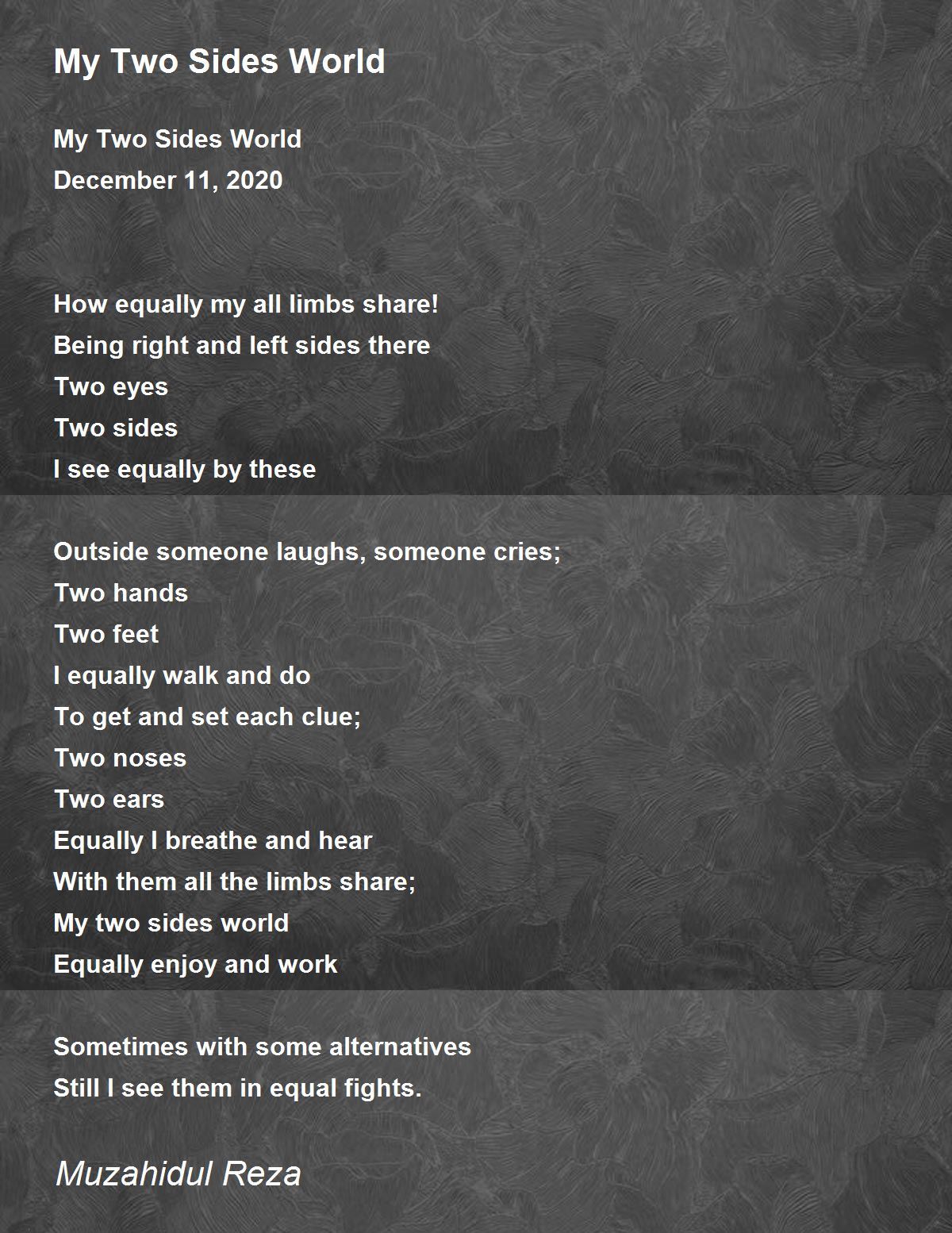 My Two Sides World Poem by Muzahidul Reza - Poem Hunter