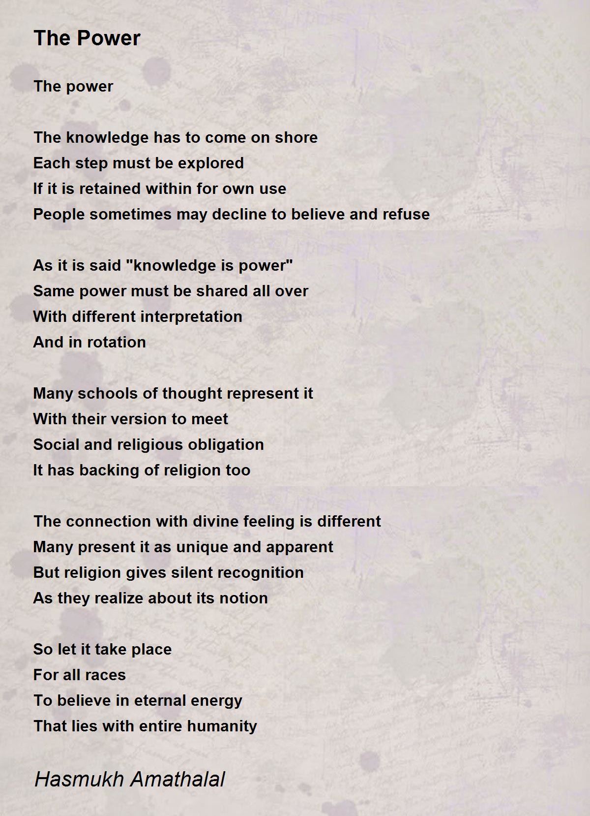 The Power - The Power Poem by Mehta Hasmukh Amathaal