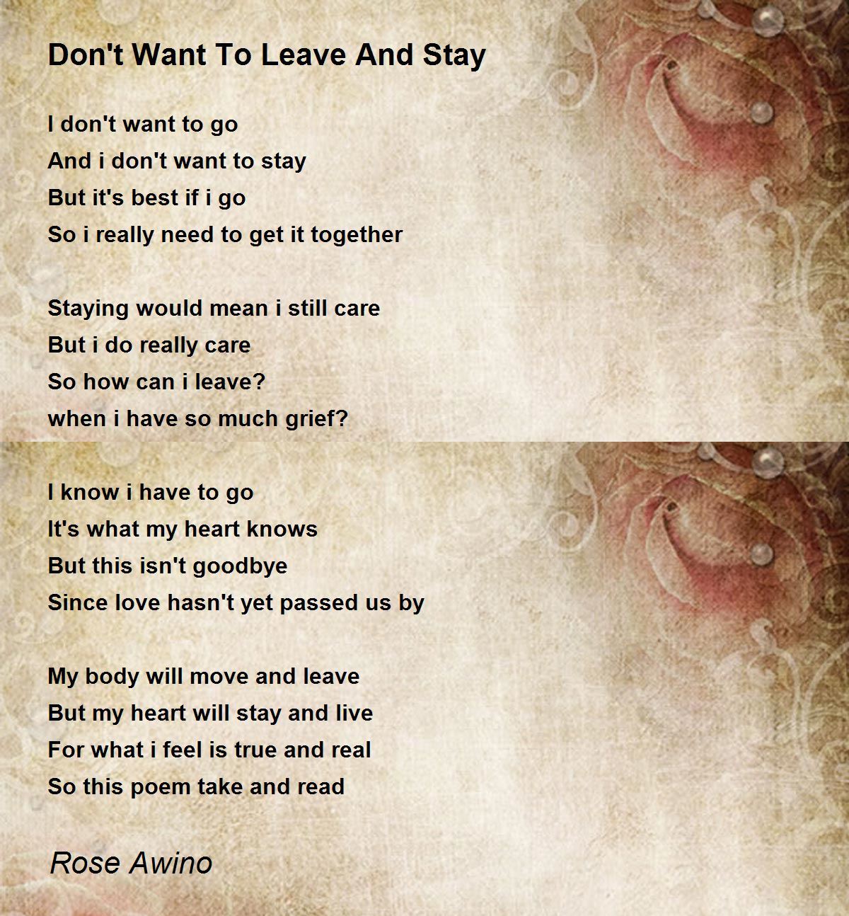 Don't Want To Leave And Stay by Rose Awino - Don't Want To Leave And ...