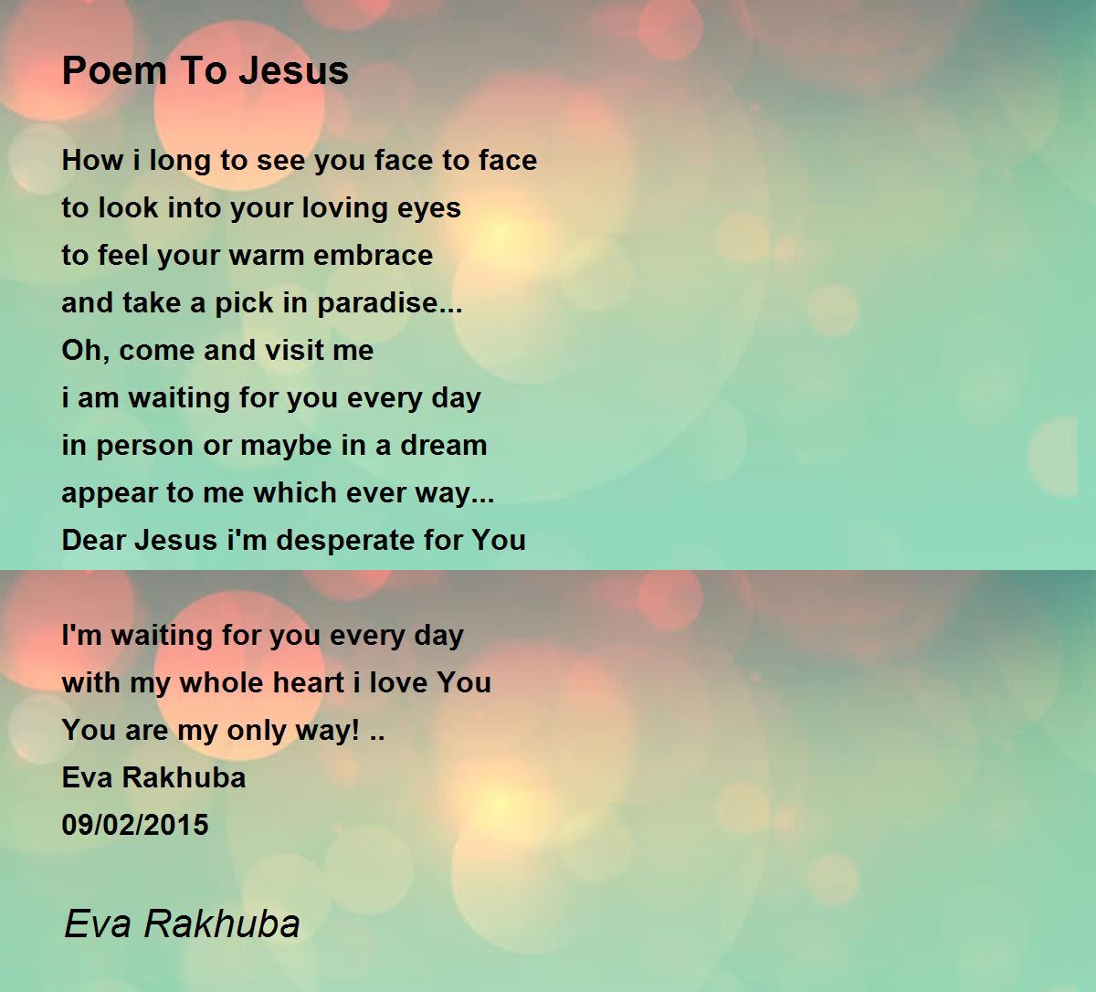 Poem To Jesus Poem by Eva Rakhuba - Poem Hunter
