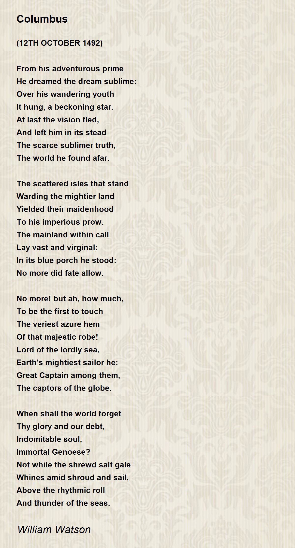 Christopher Columbus Poem