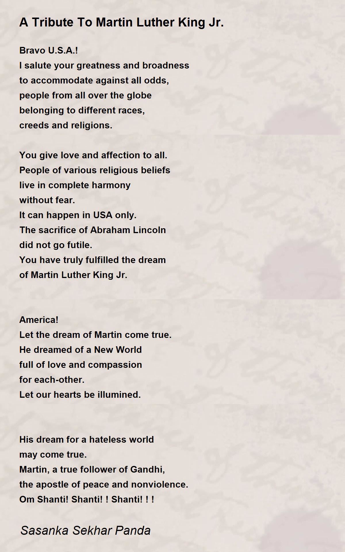 Martin Luther King Hand Poem