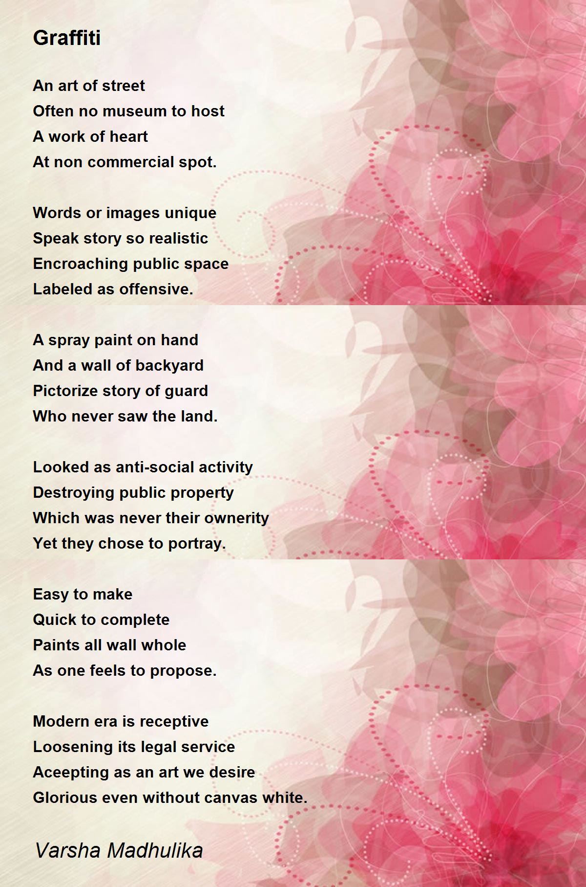 Graffiti by Varsha M - Graffiti Poem