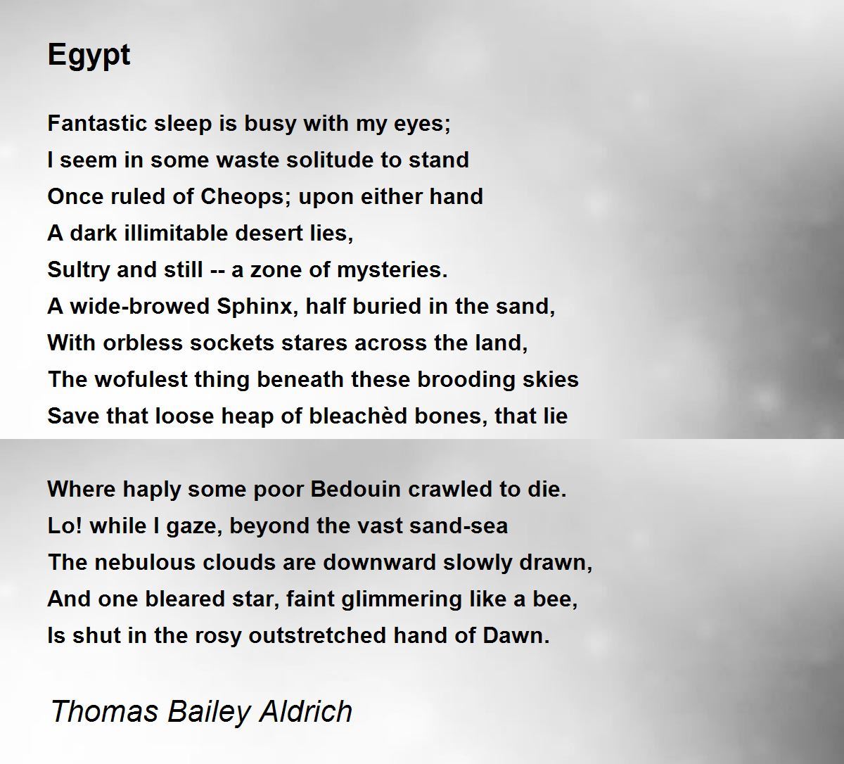 Egypt Poem by Thomas Bailey Aldrich - Poem Hunter