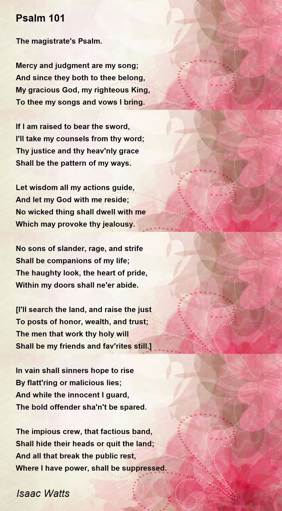 Psalm 101 Poem by Isaac Watts - Poem Hunter