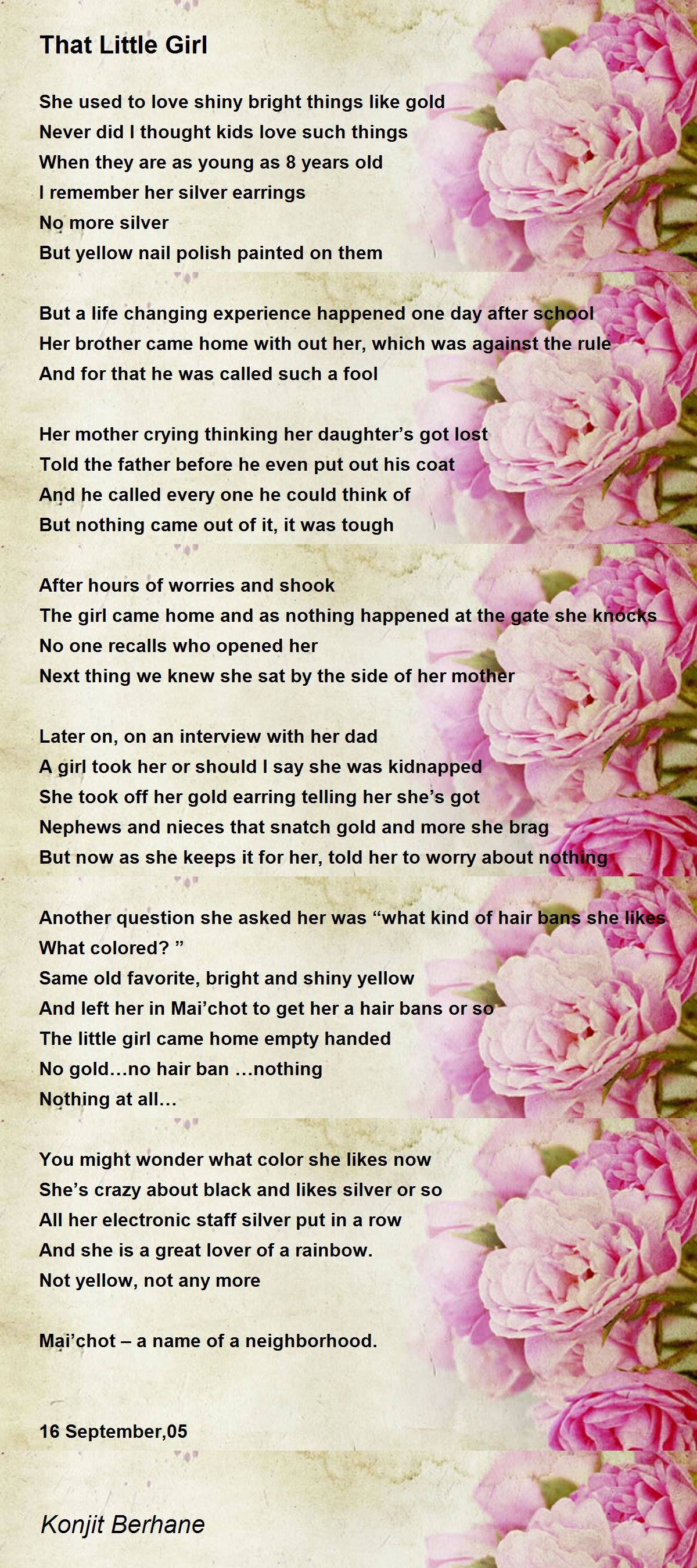 That Little Girl Poem by Konjit Berhane - Poem Hunter