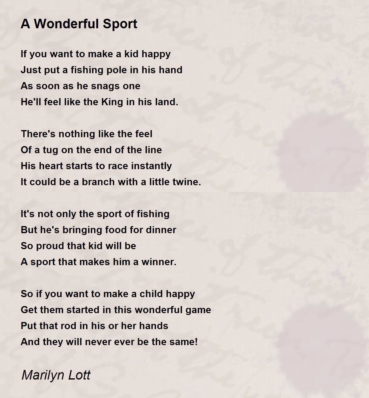 A Wonderful Sport - A Wonderful Sport Poem by Marilyn Lott