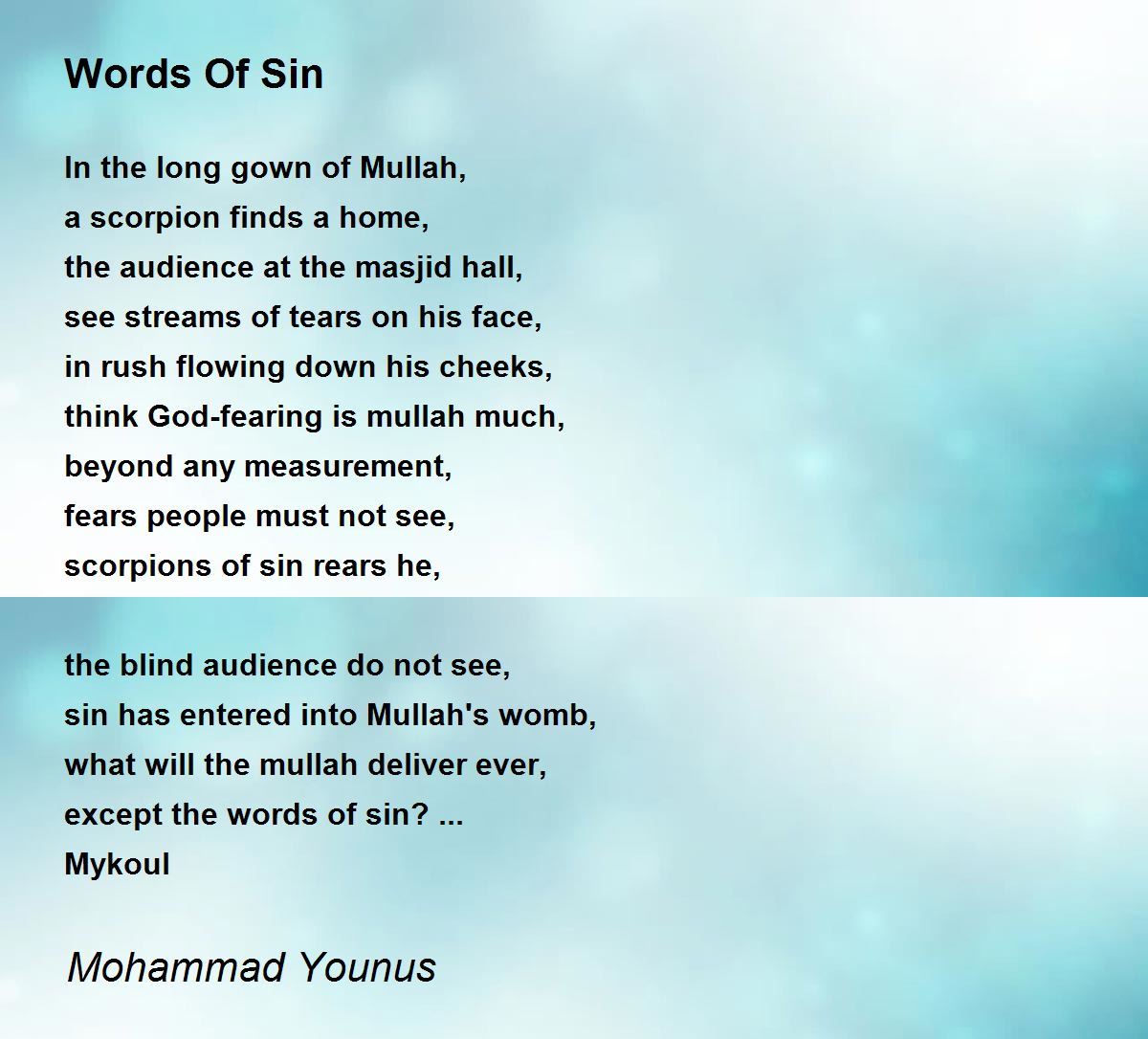 Words Of Sin - Words Of Sin Poem by Mohammad Younus