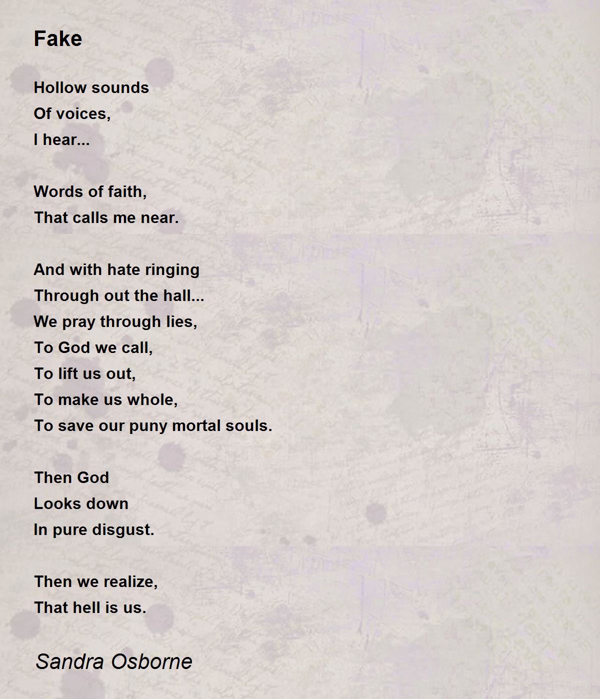Fake - Fake Poem by Sandra Osborne