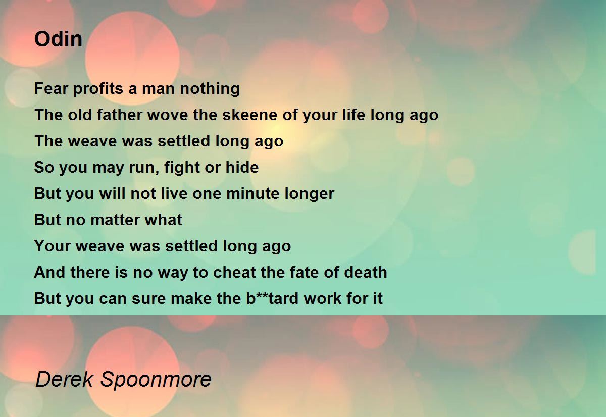 Odin by Derek Spoonmore - Odin Poem
