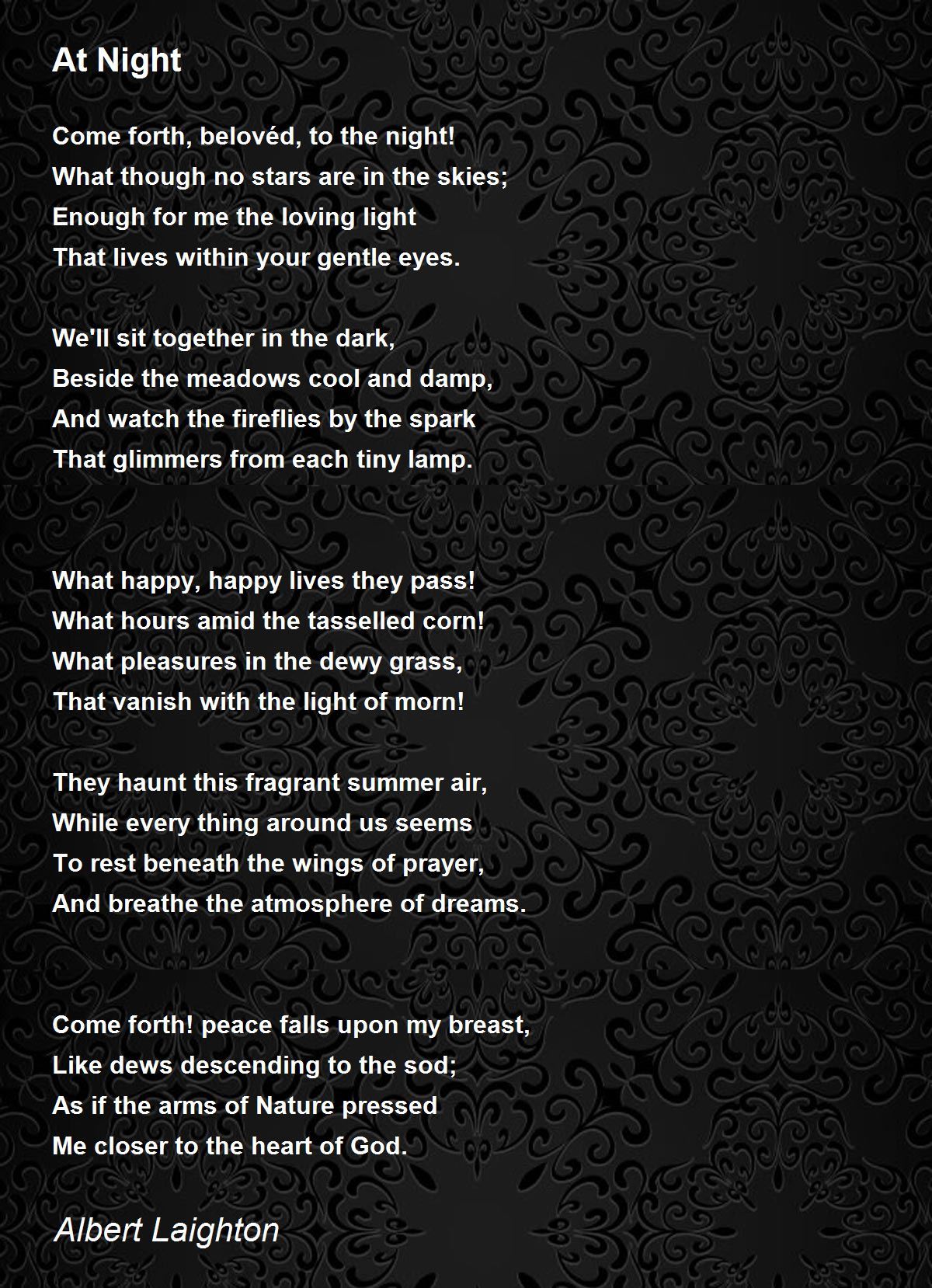 At Night - At Night Poem by Albert Laighton