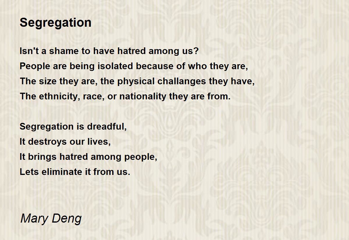 Poems Against Segregation