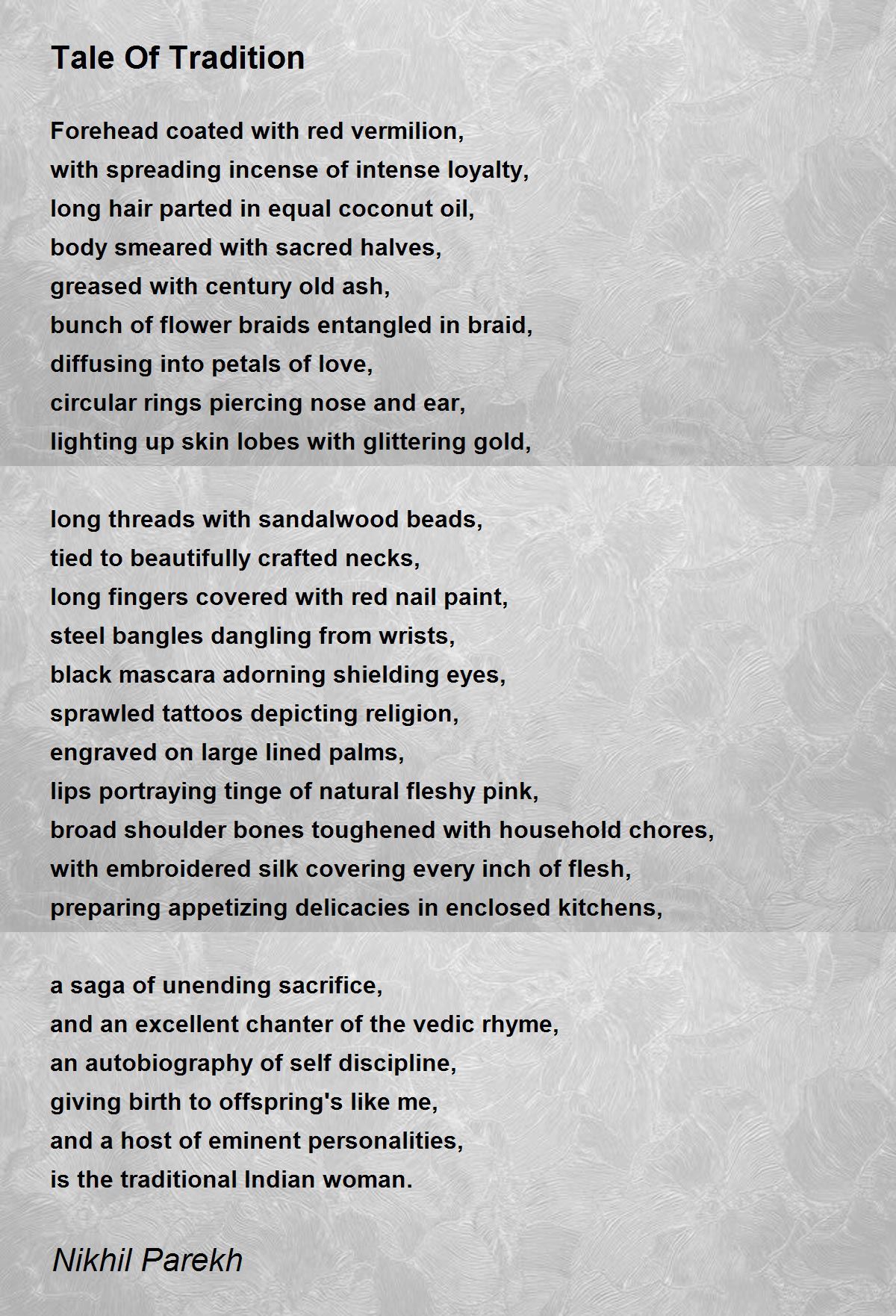 Tale Of Tradition - Tale Of Tradition Poem by Nikhil Parekh