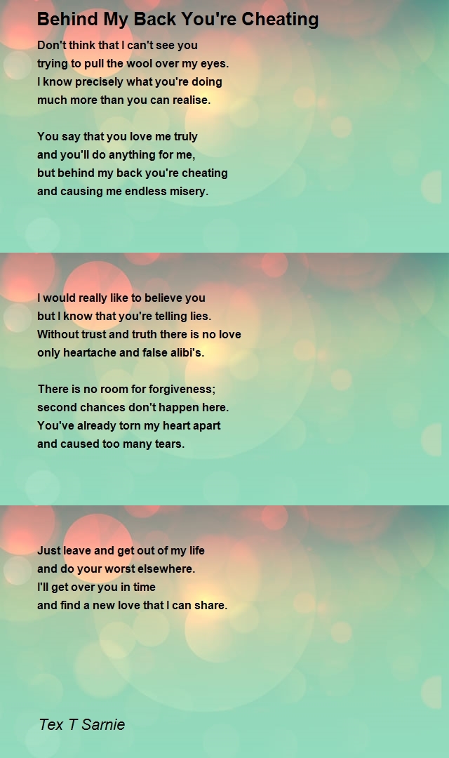 Behind My Back You're Cheating by Tex T Sarnie - Behind My Back You're ...
