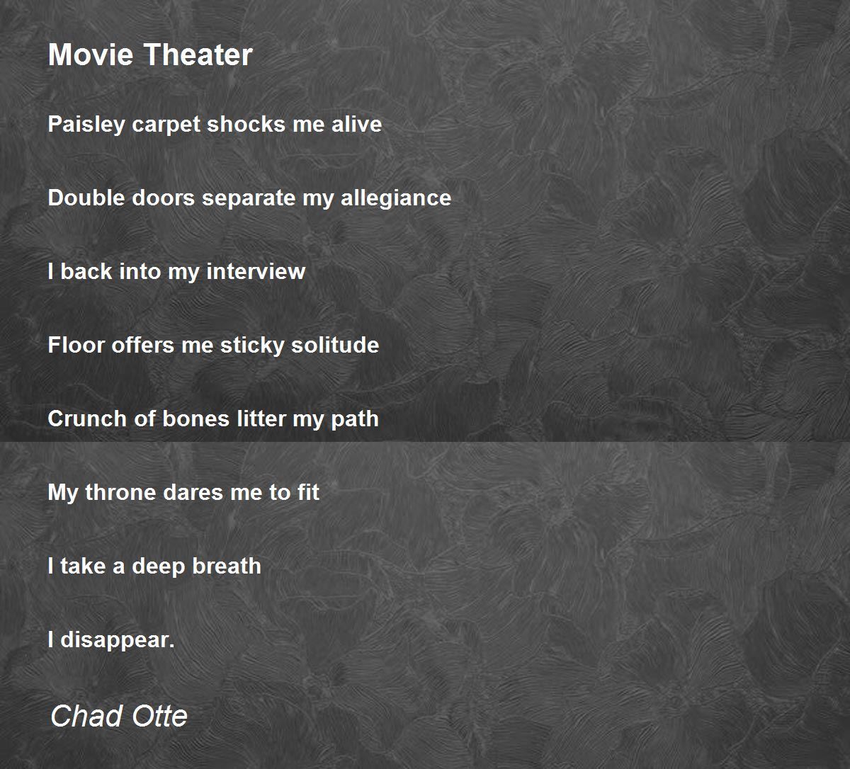 Movie Theater - Movie Theater Poem by Chad Otte