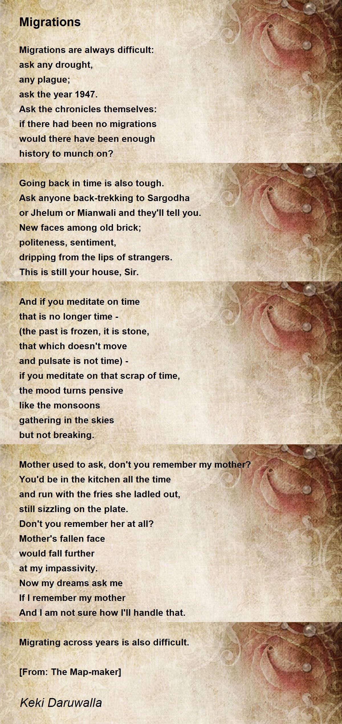 Migrations Poem by Keki Daruwalla - Poem Hunter