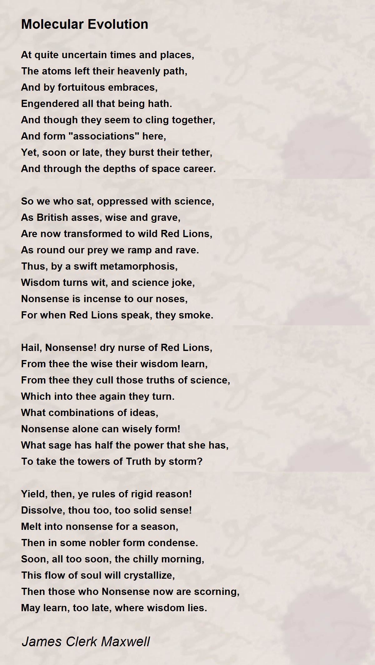 Molecular Evolution Poem by James Clerk Maxwell - Poem Hunter