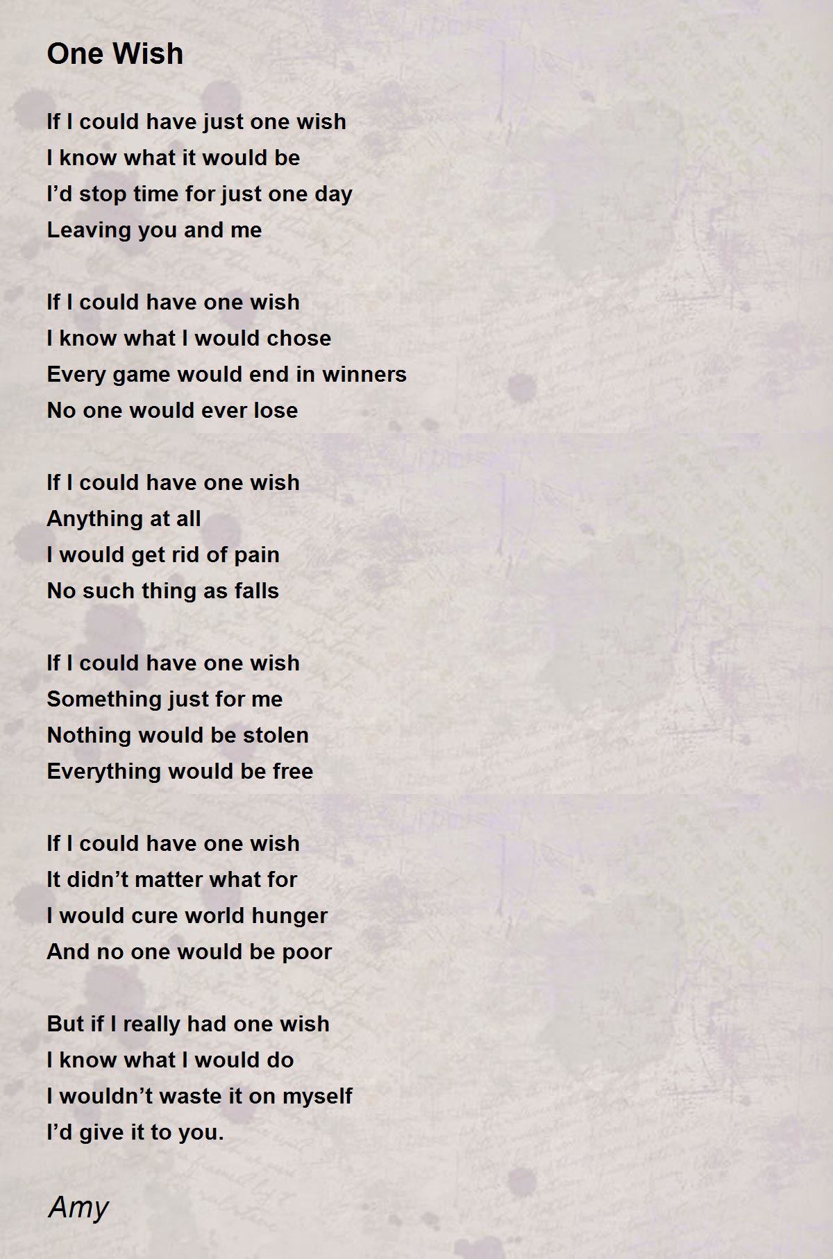 One Wish Poem by Amy - Poem Hunter