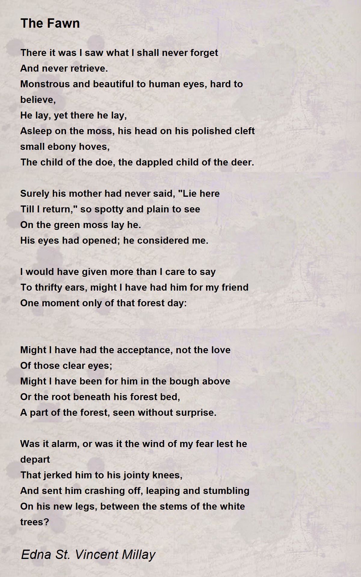 The Fawn Poem by Edna St. Vincent Millay - Poem Hunter
