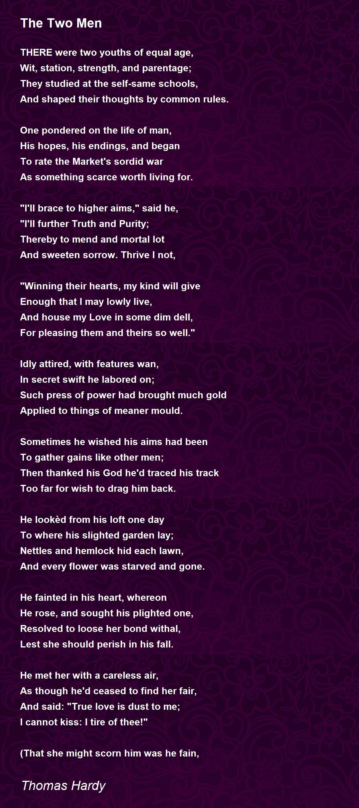 The Two Men Poem by Thomas Hardy - Poem Hunter