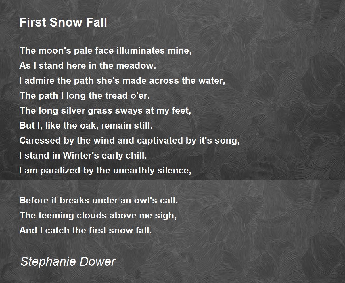 First Snow Fall - First Snow Fall Poem by Stephanie Dower