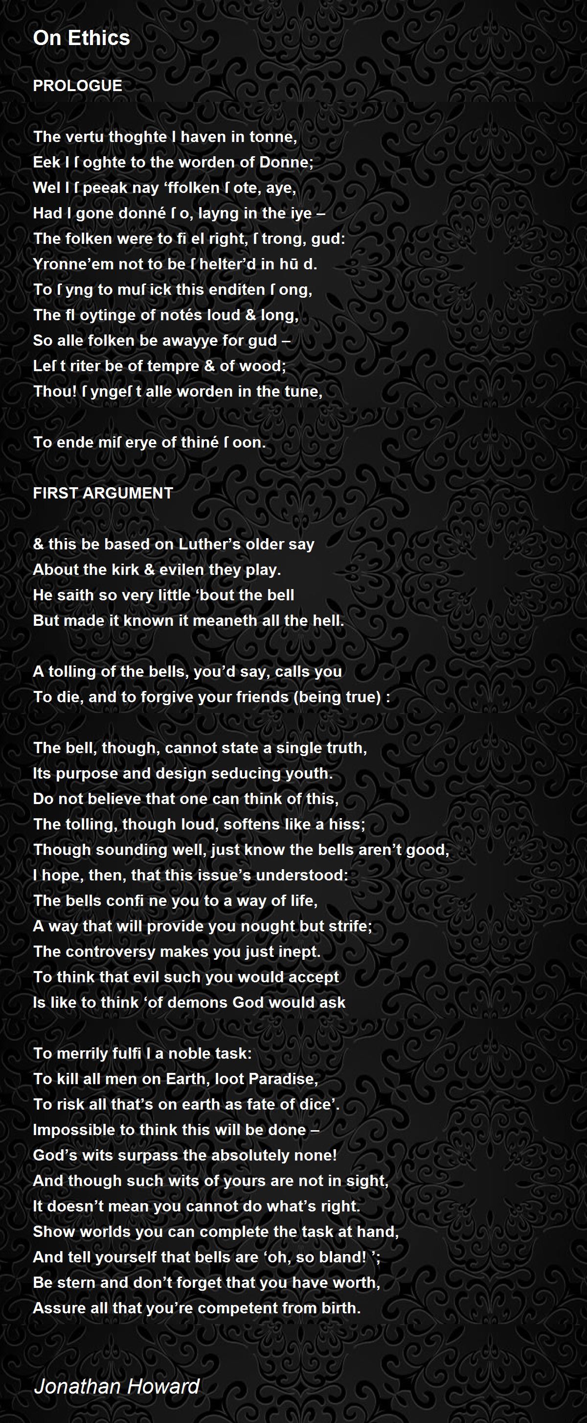 Poems About Ethics Morals