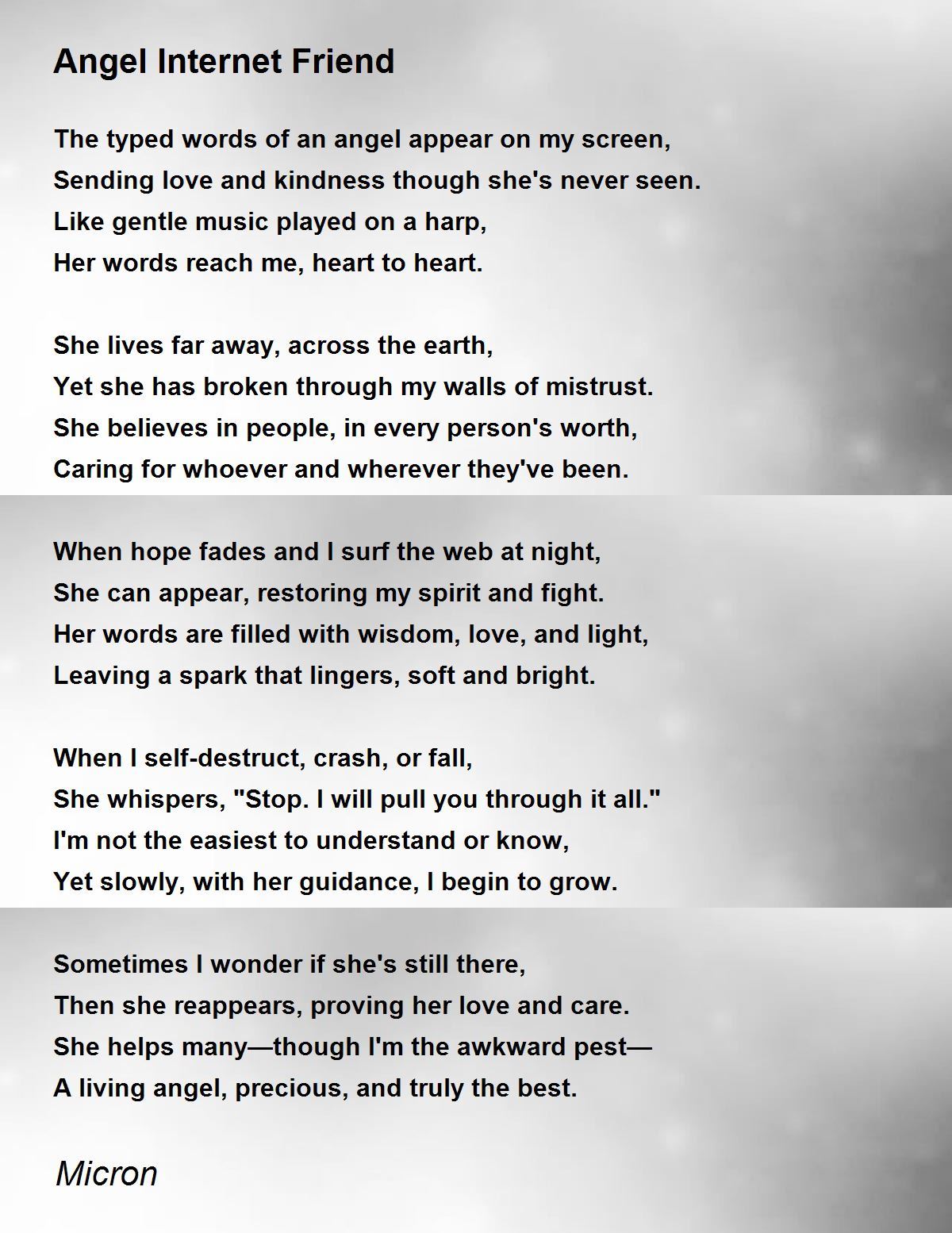 Angel Internet Friend - Angel Internet Friend Poem by Micron