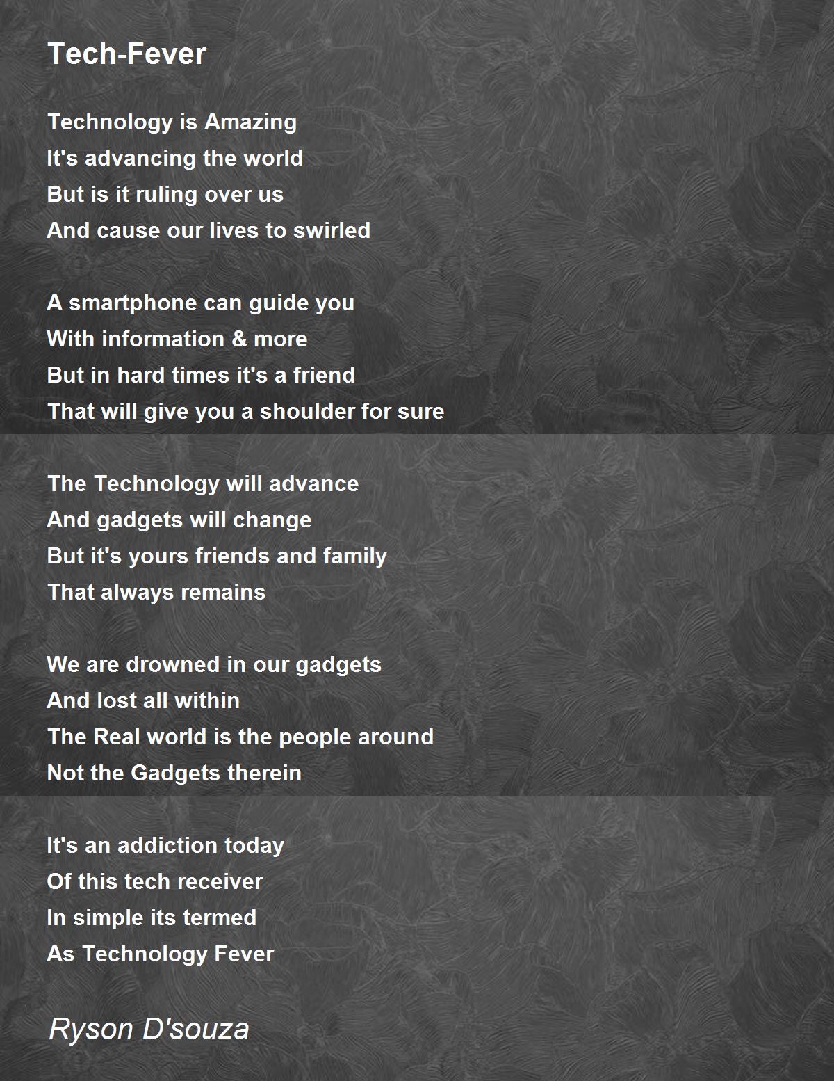 Tech Fever Tech Fever Poem By Ryson Dsouza Tech Fever Tech Fever Poem By Ryson Dsouza