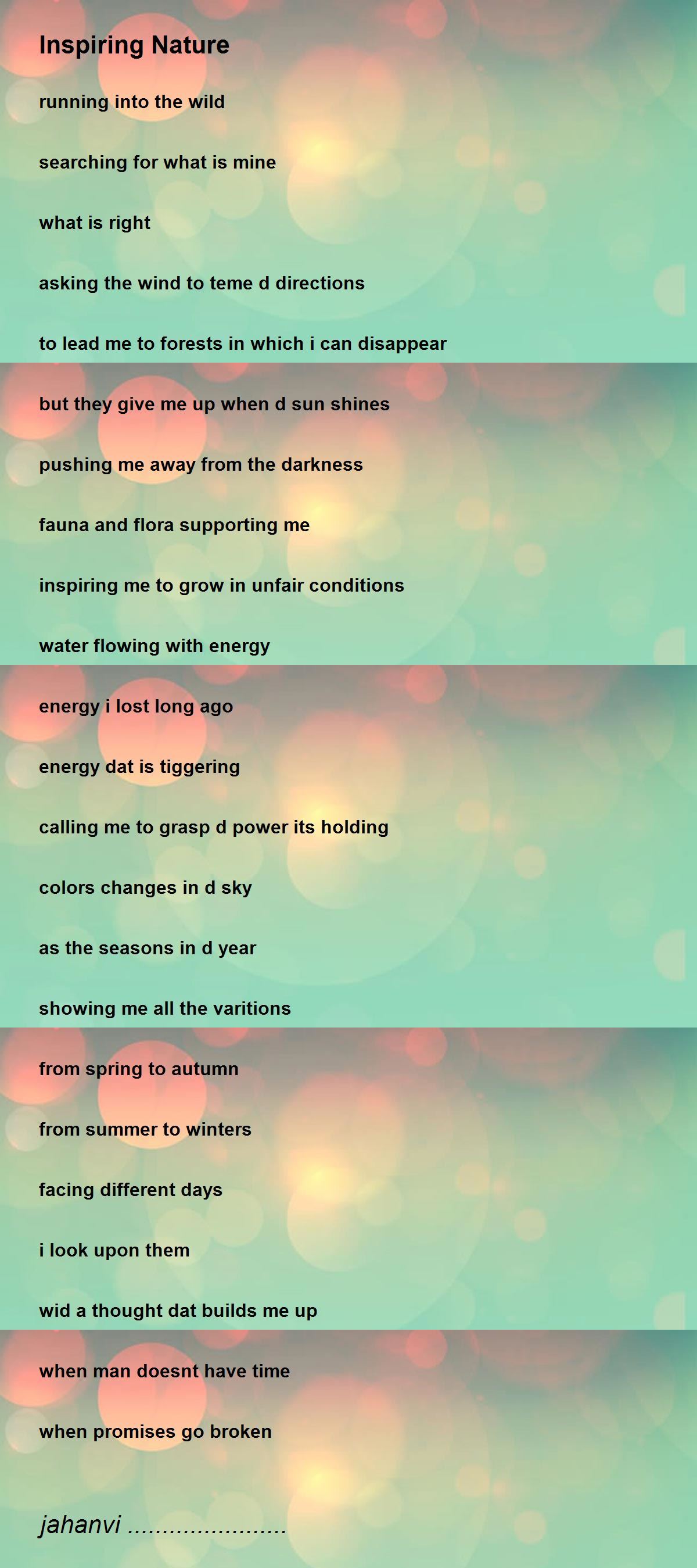 Inspiring Nature - Inspiring Nature Poem by jahanvi .......................