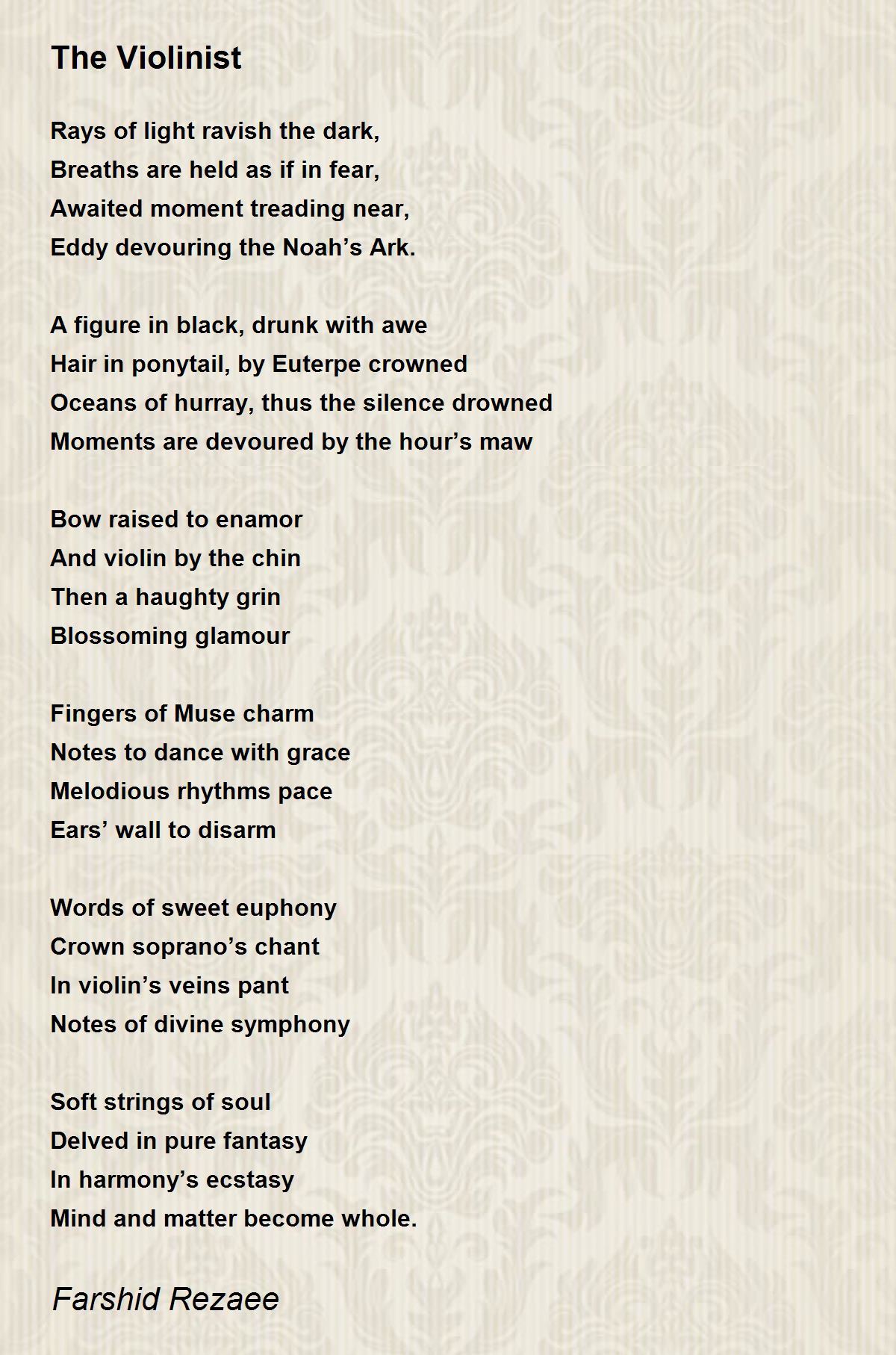 The Violinist by Farshid Rezaee - The Violinist Poem
