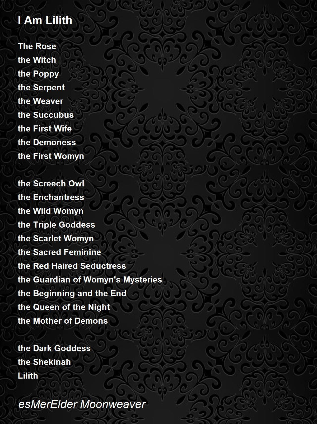 Lovely Lilith Poem Themes