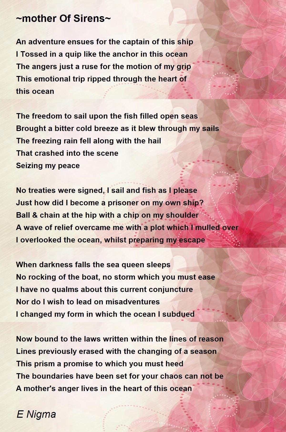 ~mother Of Sirens~ by E Nigma - ~mother Of Sirens~ Poem