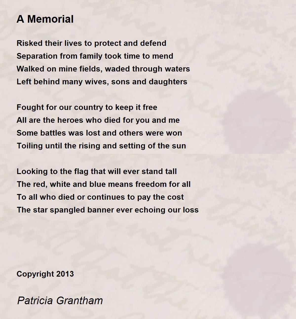 Poems For Memorial Tributes