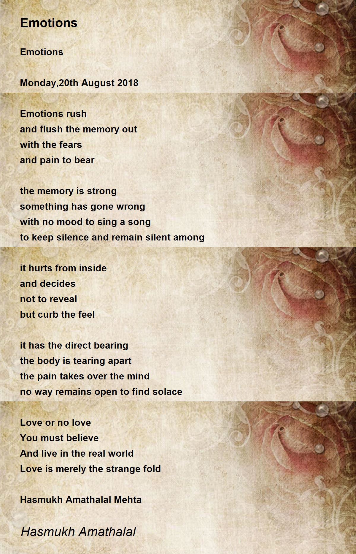 Emotions - Emotions Poem by Mehta Hasmukh Amathaal