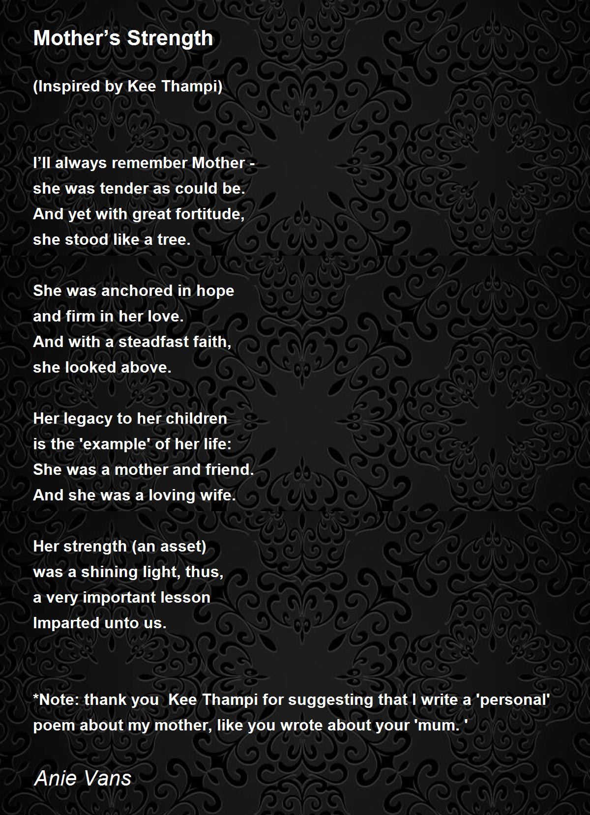 My Mother My Strength Poem at Freda Williams blog