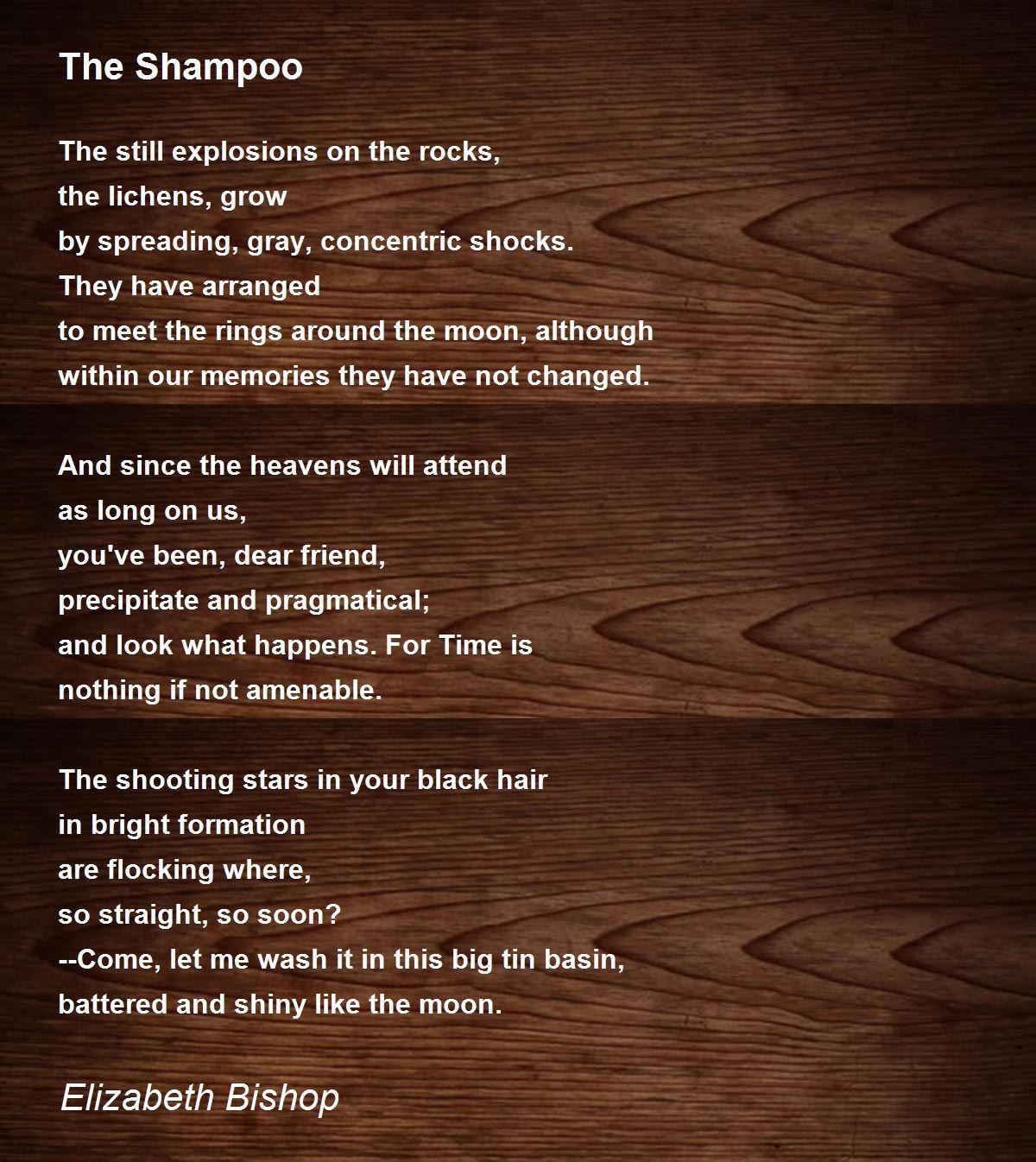 The Shampoo Poem by Elizabeth Bishop - Poem Hunter