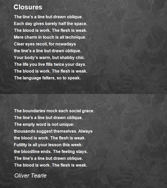 Closures Poem by Oliver Tearle - Poem Hunter