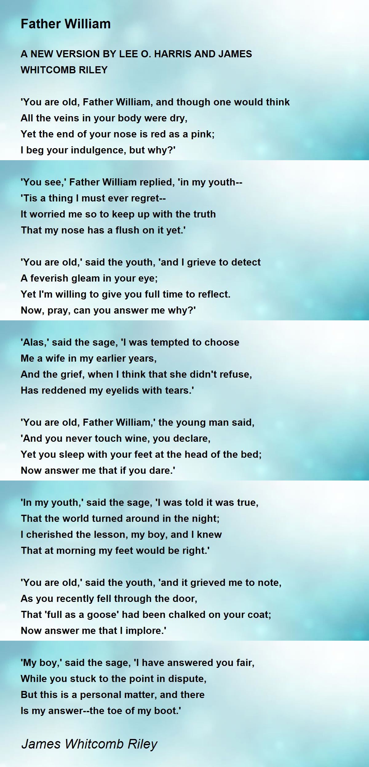 What Is The Summary Of The Poem Father William? – XPUFKQ