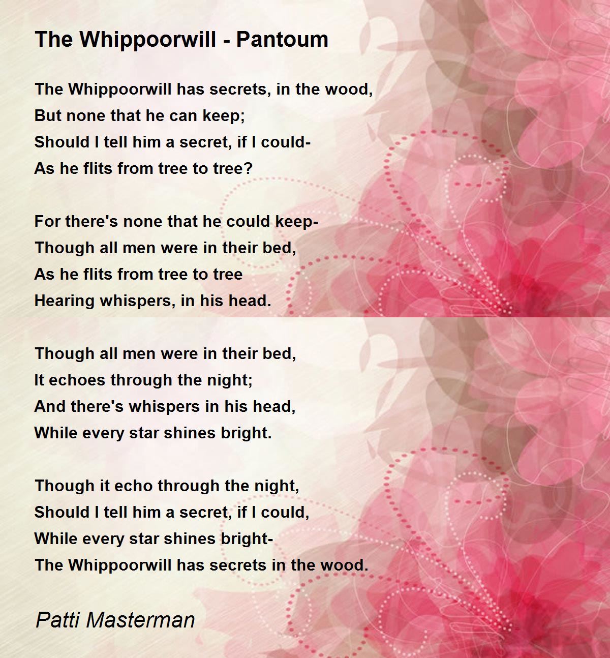 The Whippoorwill - Pantoum by Patti Masterman - The Whippoorwill ...