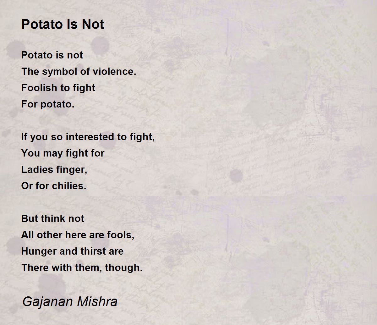 Potato Is Not Poem by Gajanan Mishra - Poem Hunter
