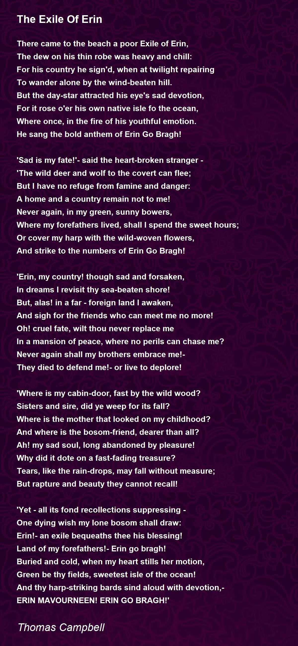 The Exile Of Erin Poem by Thomas Campbell - Poem Hunter