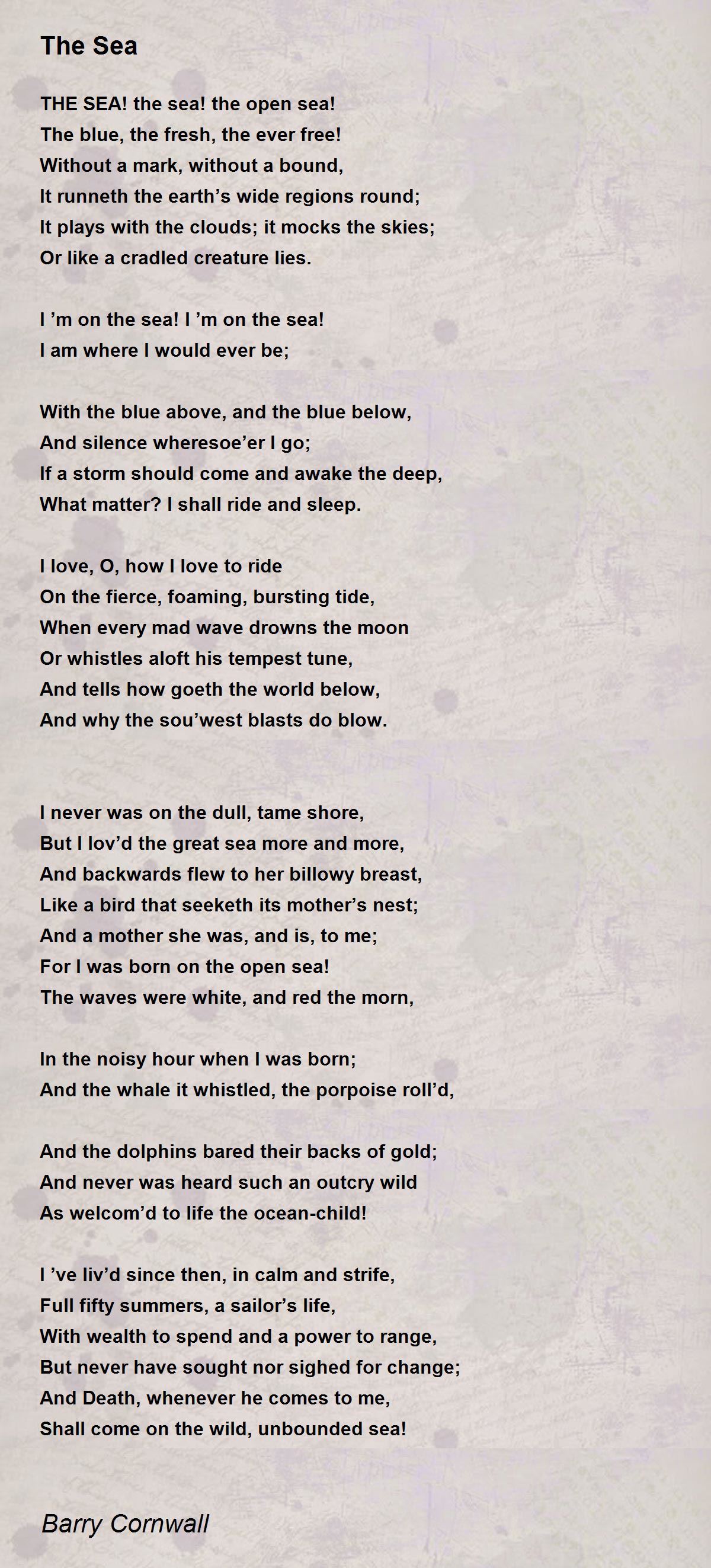 The Sea Poem by Barry Cornwall - Poem Hunter