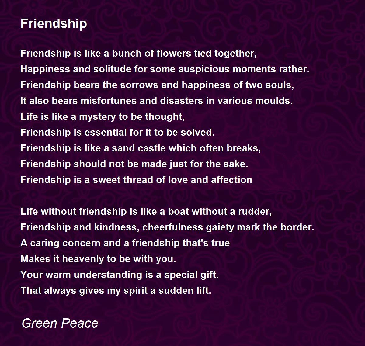Friendship Poem by Green Peace - Poem Hunter