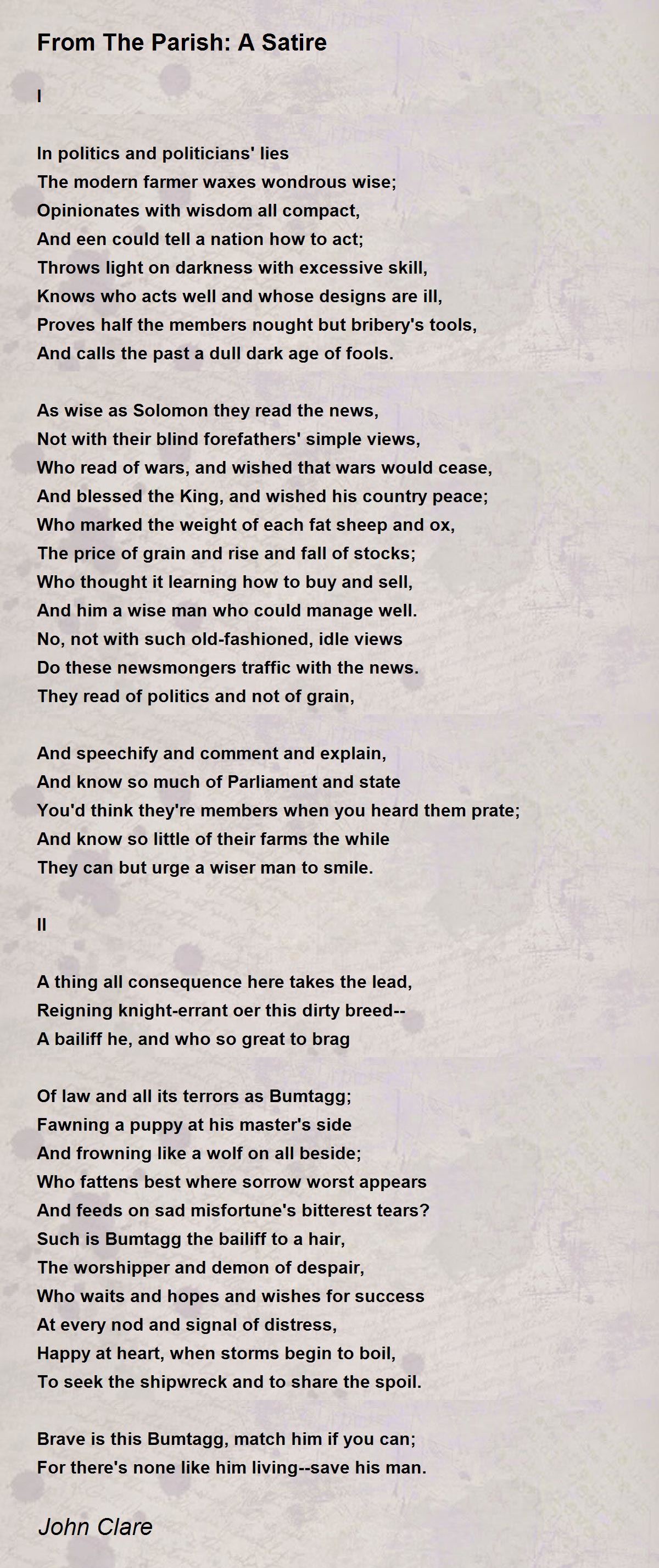 From The Parish: A Satire Poem by John Clare - Poem Hunter