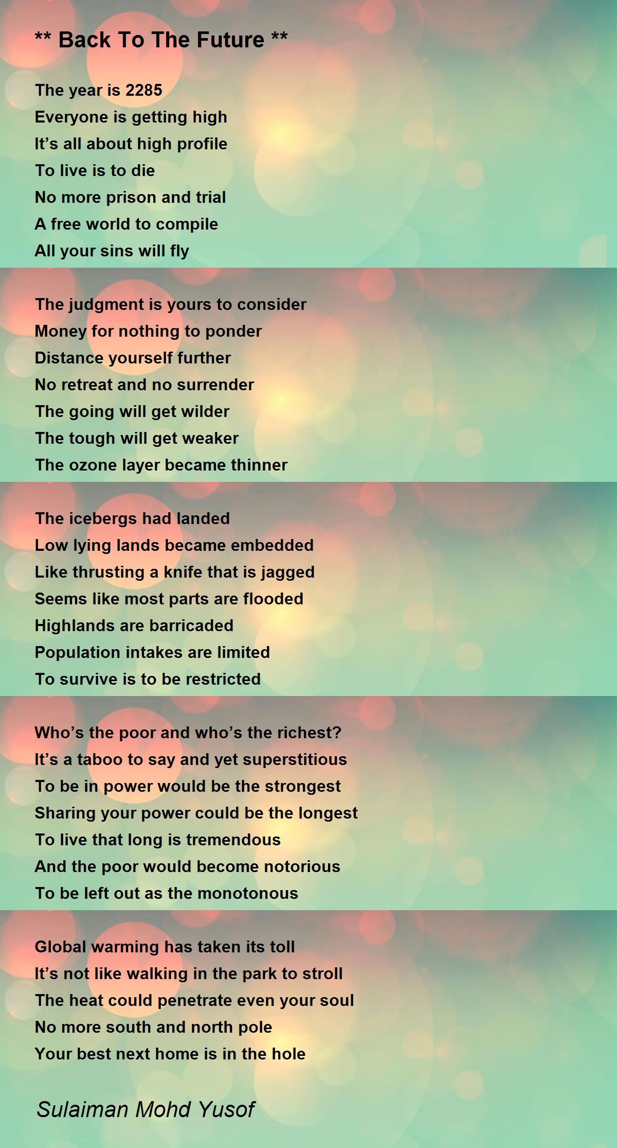 ** Back To The Future ** Poem by Sulaiman Mohd Yusof - Poem Hunter