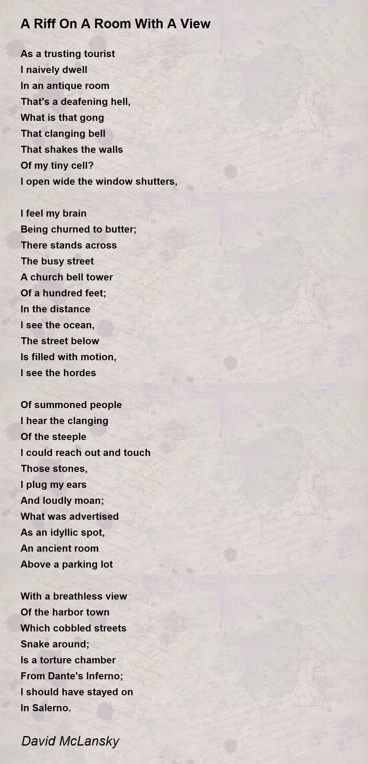 A Riff On A Room With A View - A Riff On A Room With A View Poem by ...